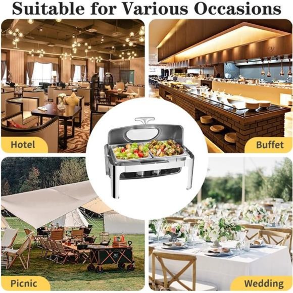 Dining | Roll Top Chafing Dish Buffet Set 12qt Stainless Steel Buffet ...